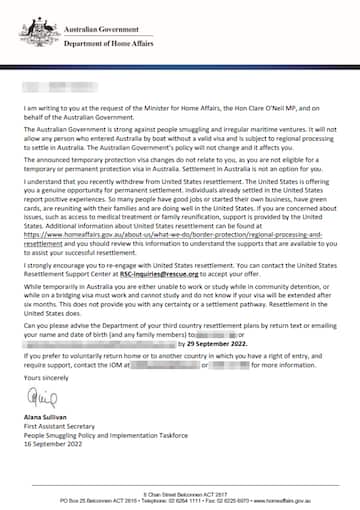 'Australia is not an option': Government's letter to asylum seekers ...