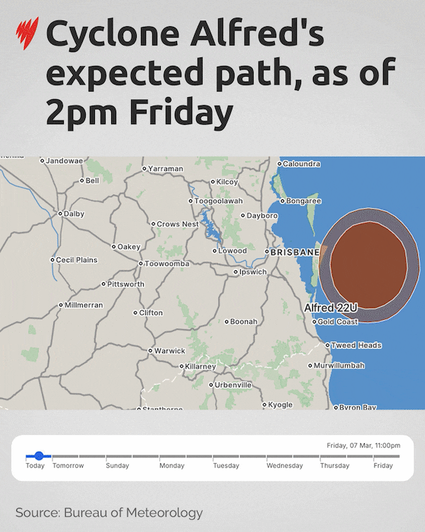 Thousands without power as Cyclone Alfred's 'severe impacts' felt ahead ...