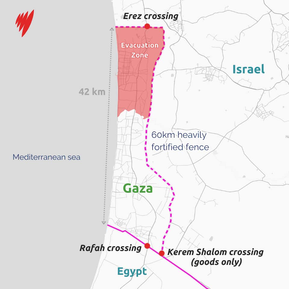 How big is Gaza and how many people live there? | SBS News