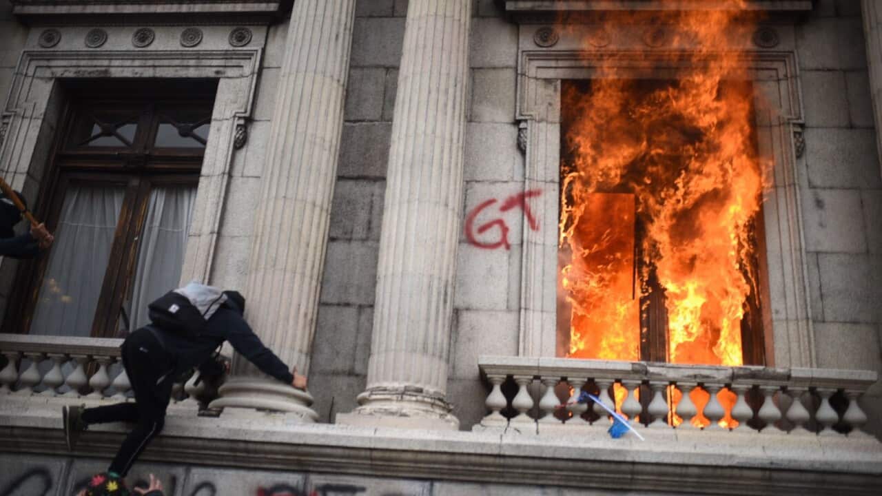 man set on fire protest