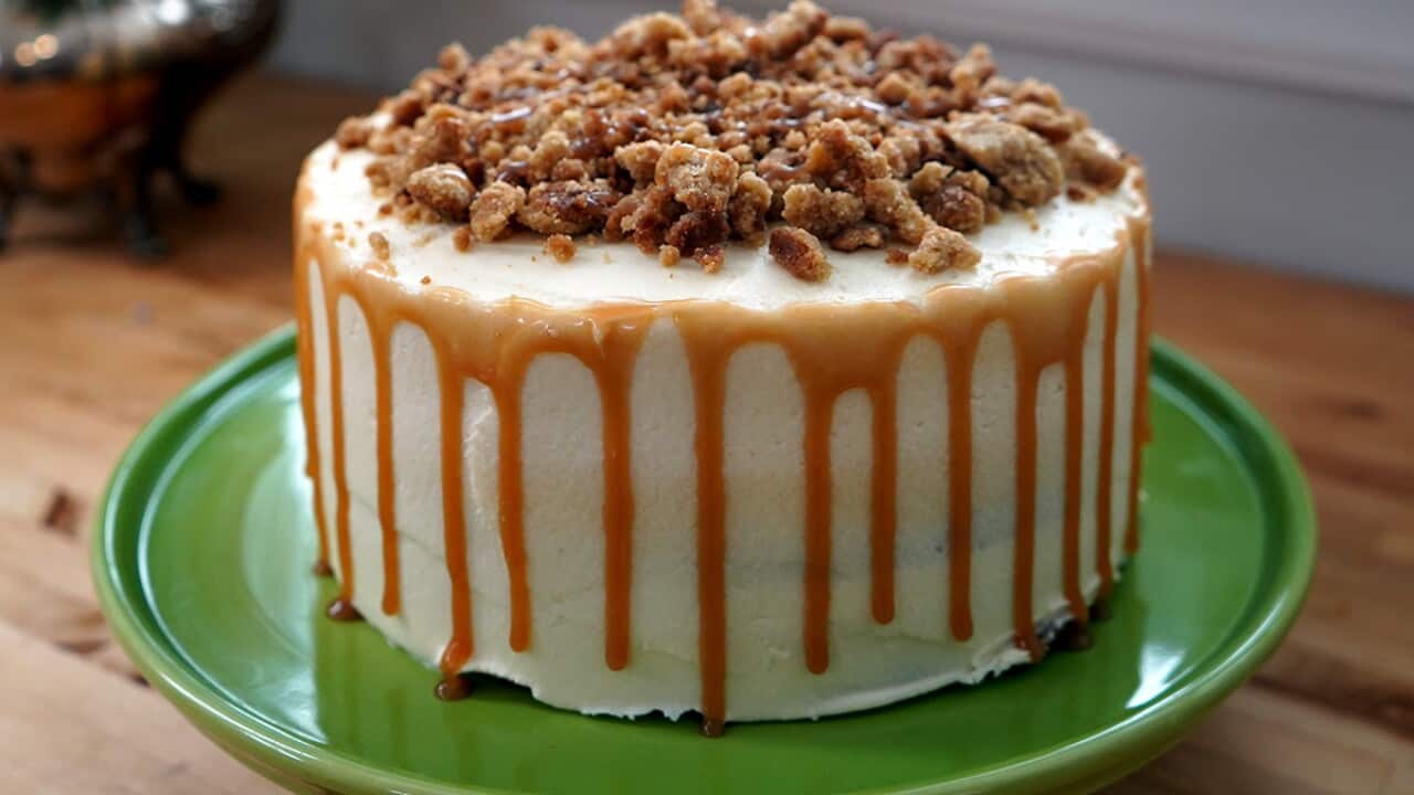caramel between cake layers