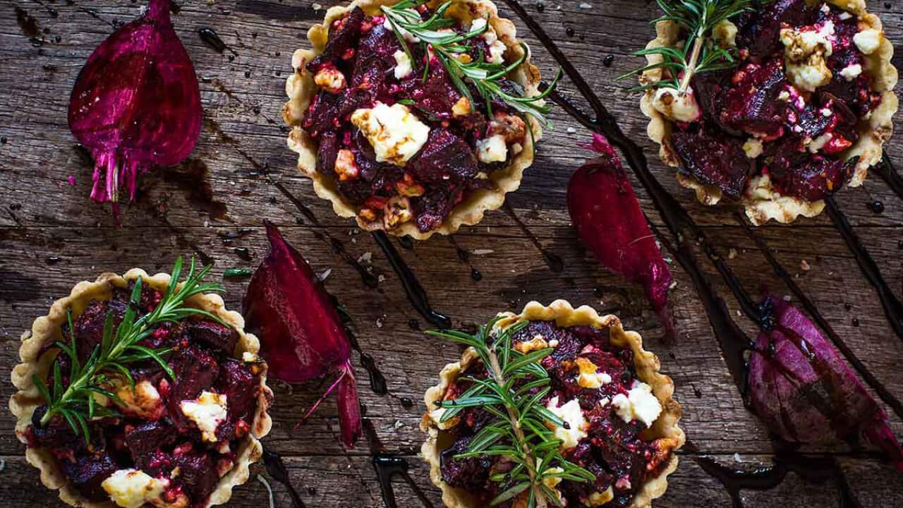 Honey balsamic glazed beetroot tarts Recipe | SBS Food