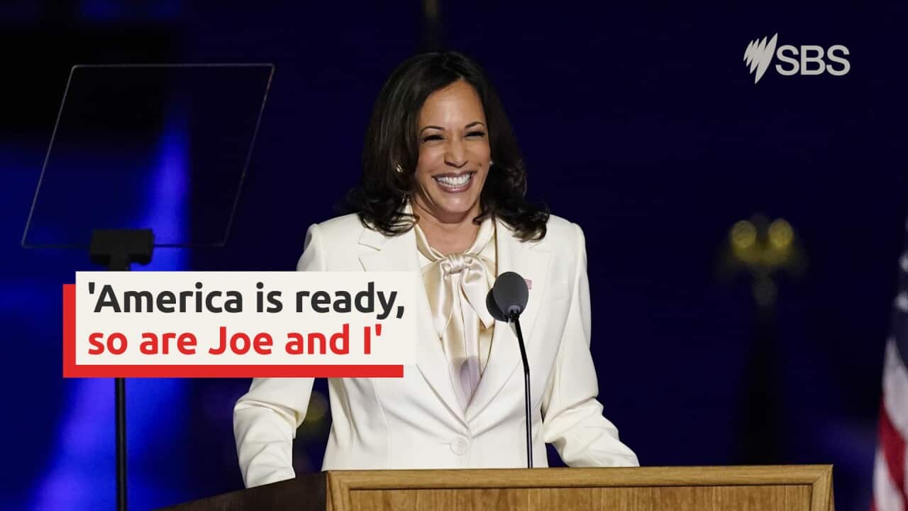 'You chose truth': Kamala Harris' historic victory speech | SBS News