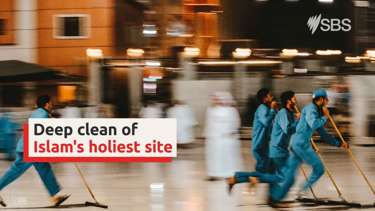 Saudi authorities deep clean Islam's holiest site for Hajj | SBS News