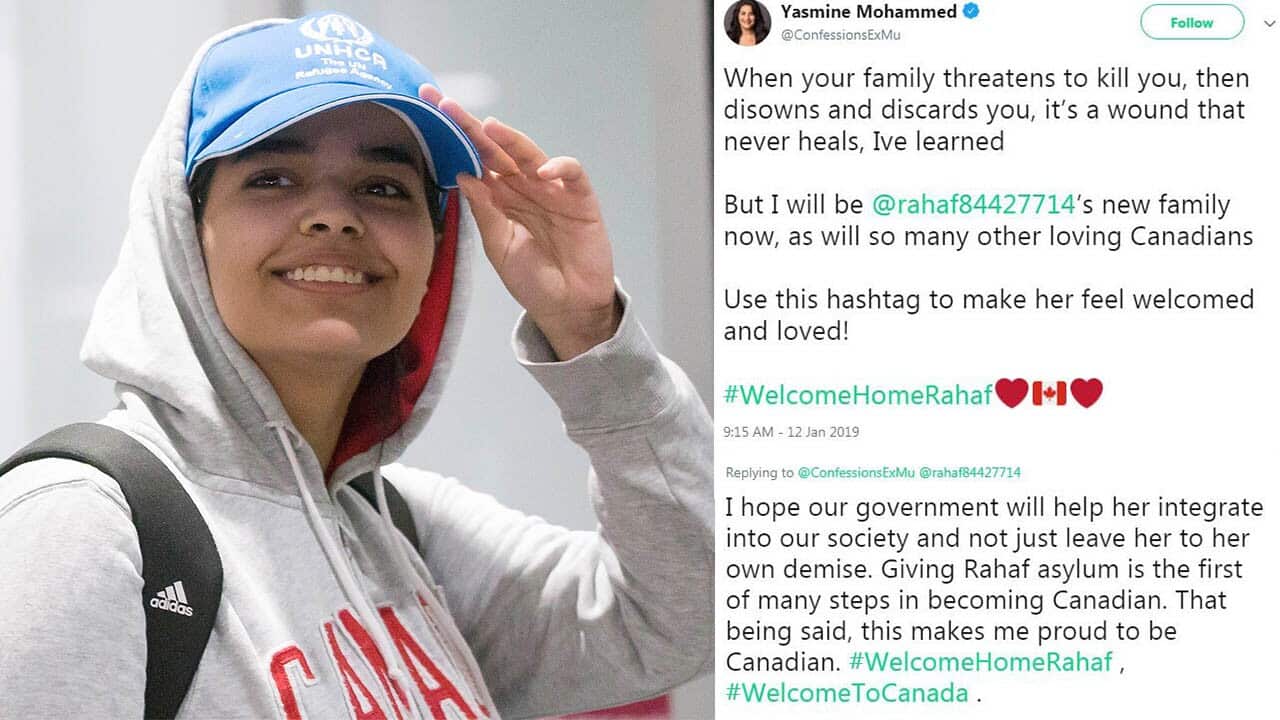 'Proud to be Canadian': Social media welcomes refugee Rahaf al-Qunun to her new home | SBS News