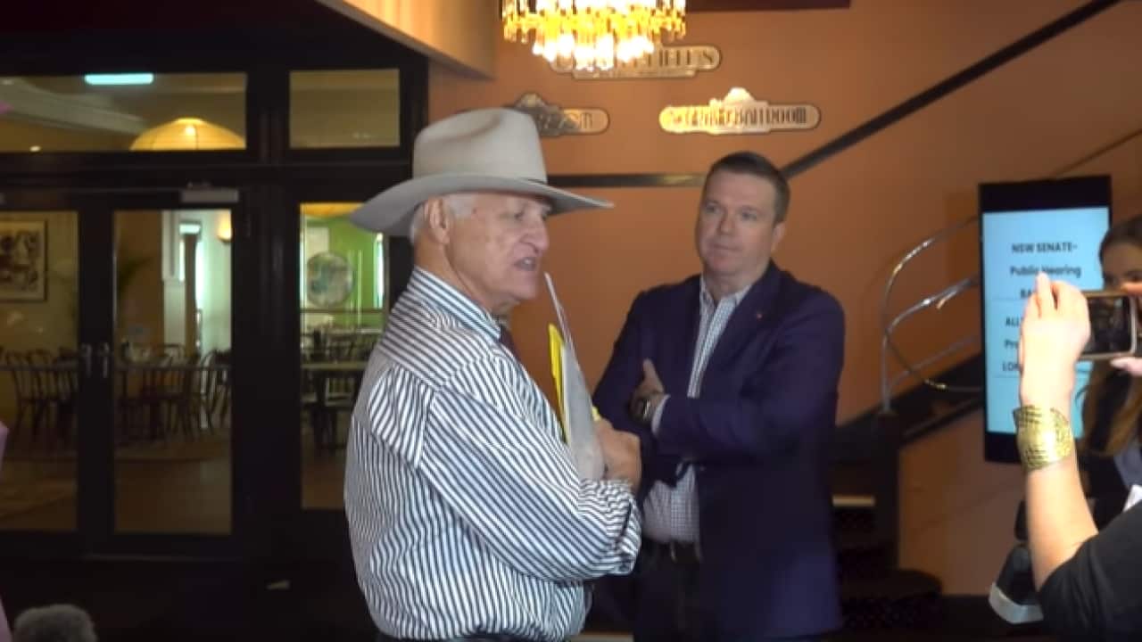 Bob Katter's heated exchange with Nationals' Ross Cadell: 'Shut up ...