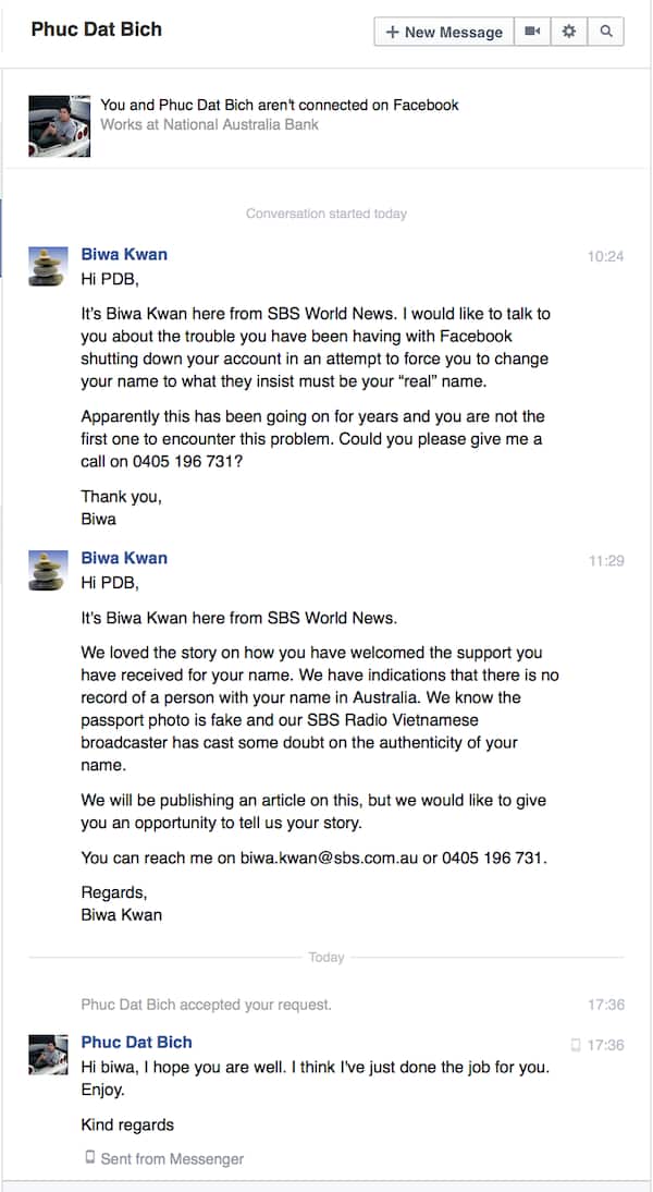 'Phuc Dat Bich' reveals name a hoax | SBS News