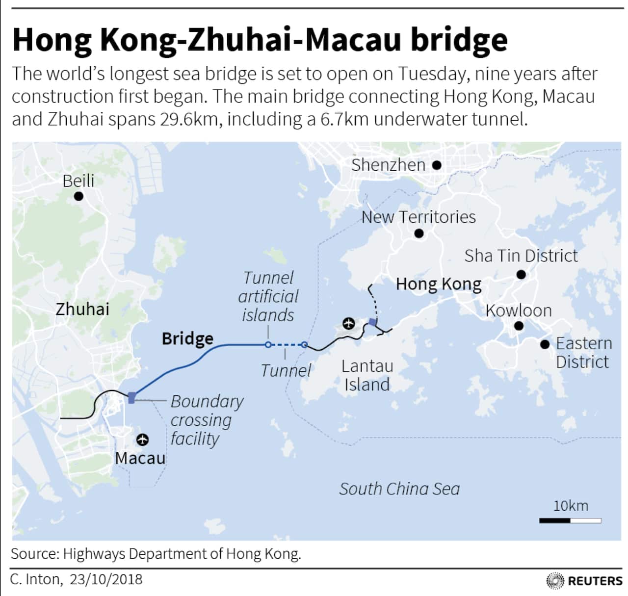 World's longest sea bridge linking Hong Kong and Macau officially ...